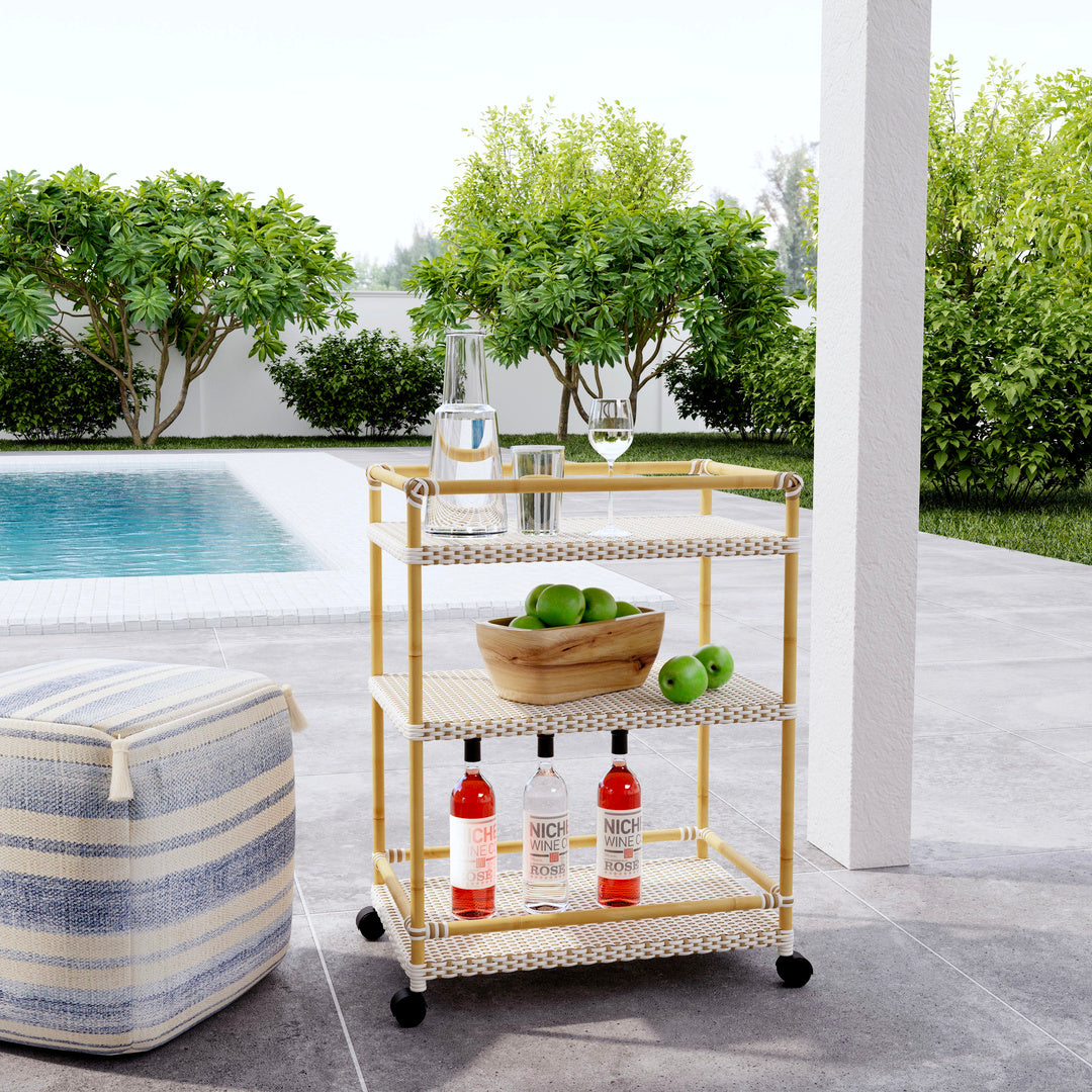 Indoor/Outdoor Bar Cart, White & Tan – Gump's