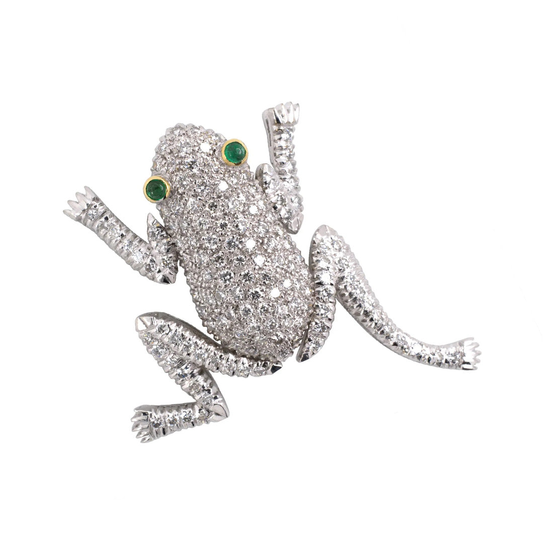 Pavé Diamond & Emerald Frog Pin – Gump's