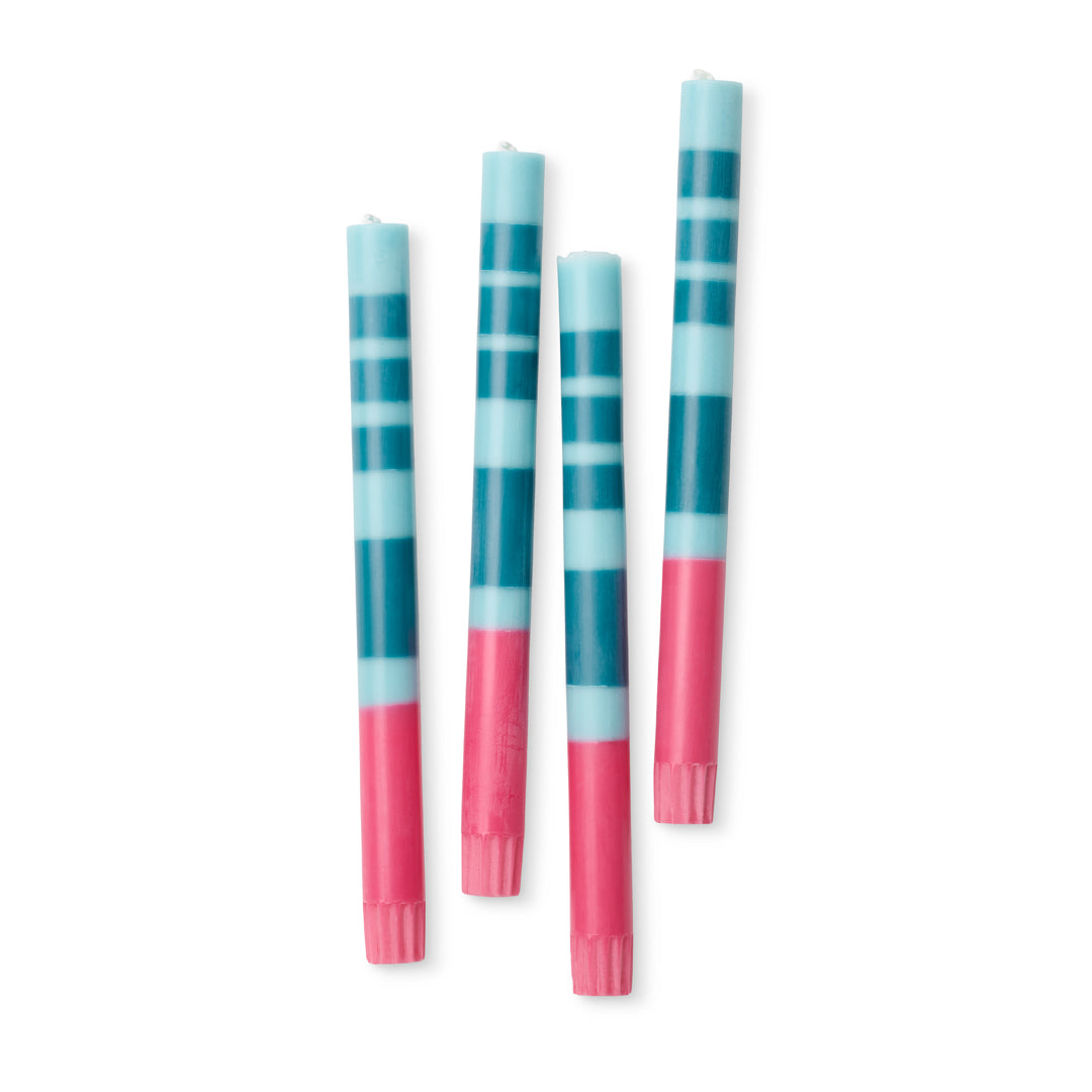 Striped Blue & Pink Taper Candles, Set of 4 – Gump's
